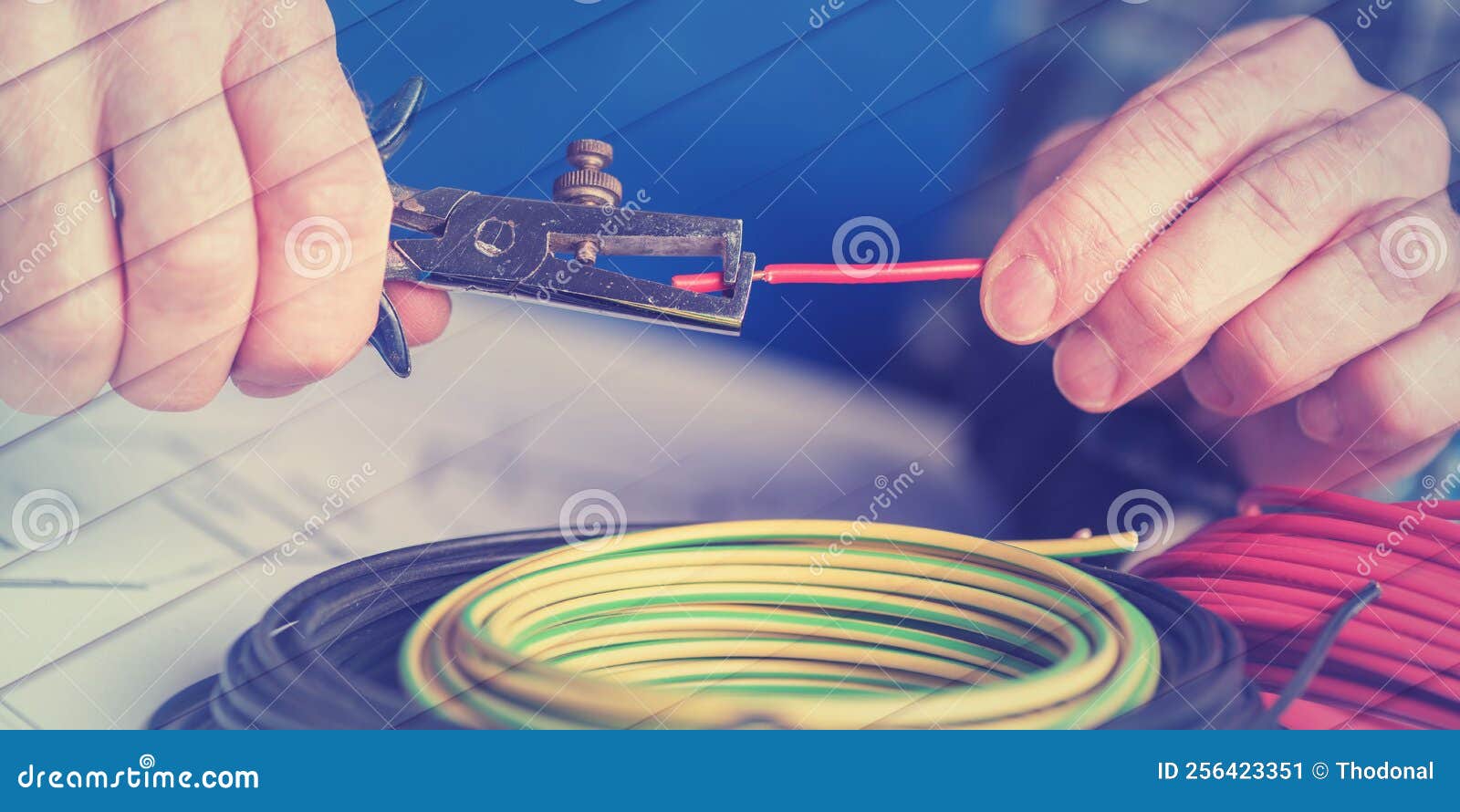 Electrician Stripping a Wire, Geometric Pattern Stock Image - Image of ...
