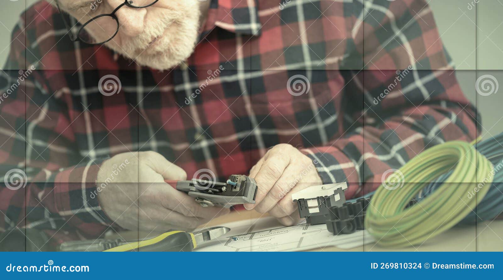 Electrician Stripping a Wire, Geometric Pattern Stock Illustration ...