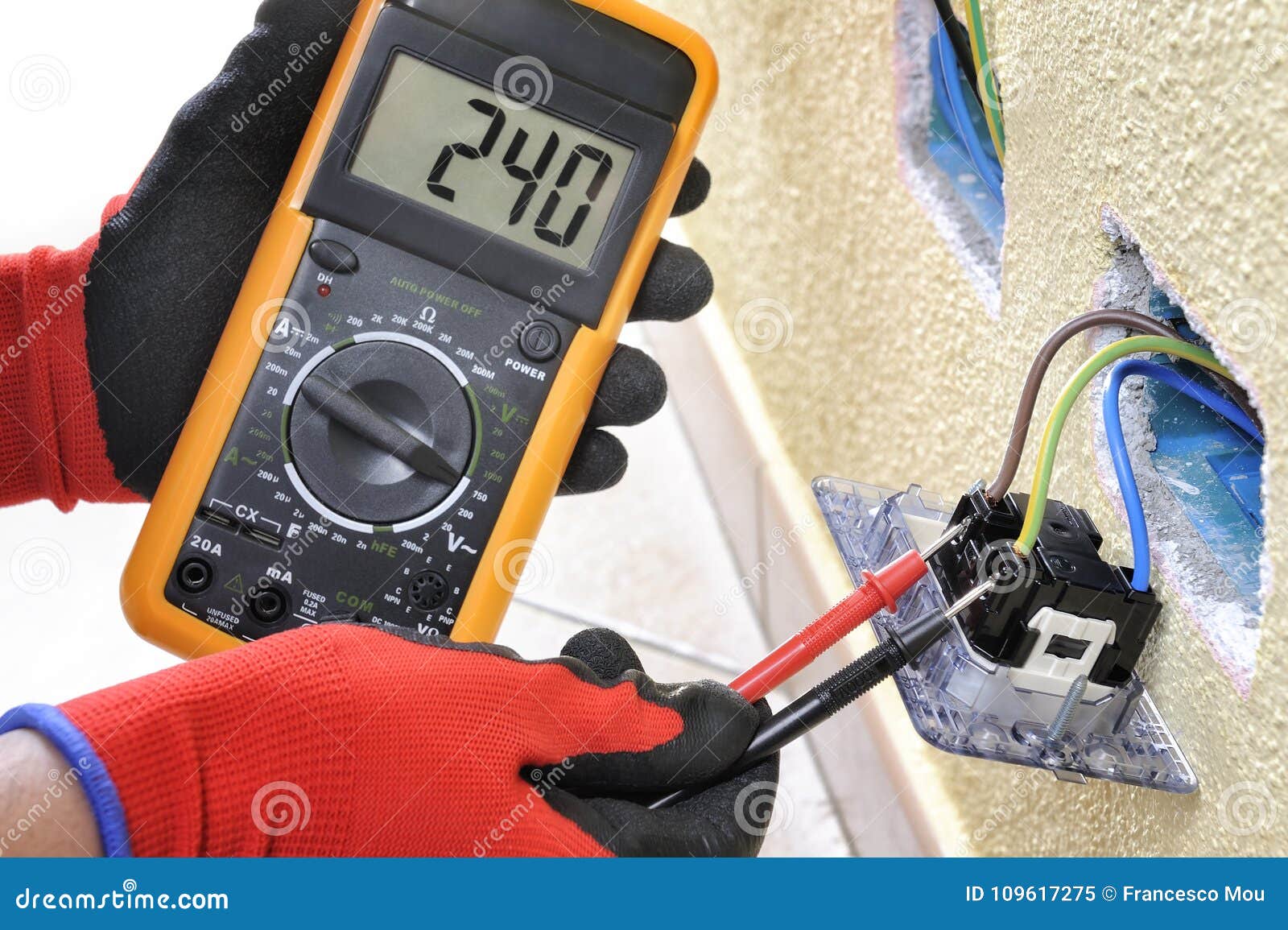 Technician Work On High Voltage Electic Pole With Sunflare Stock Photo ...
