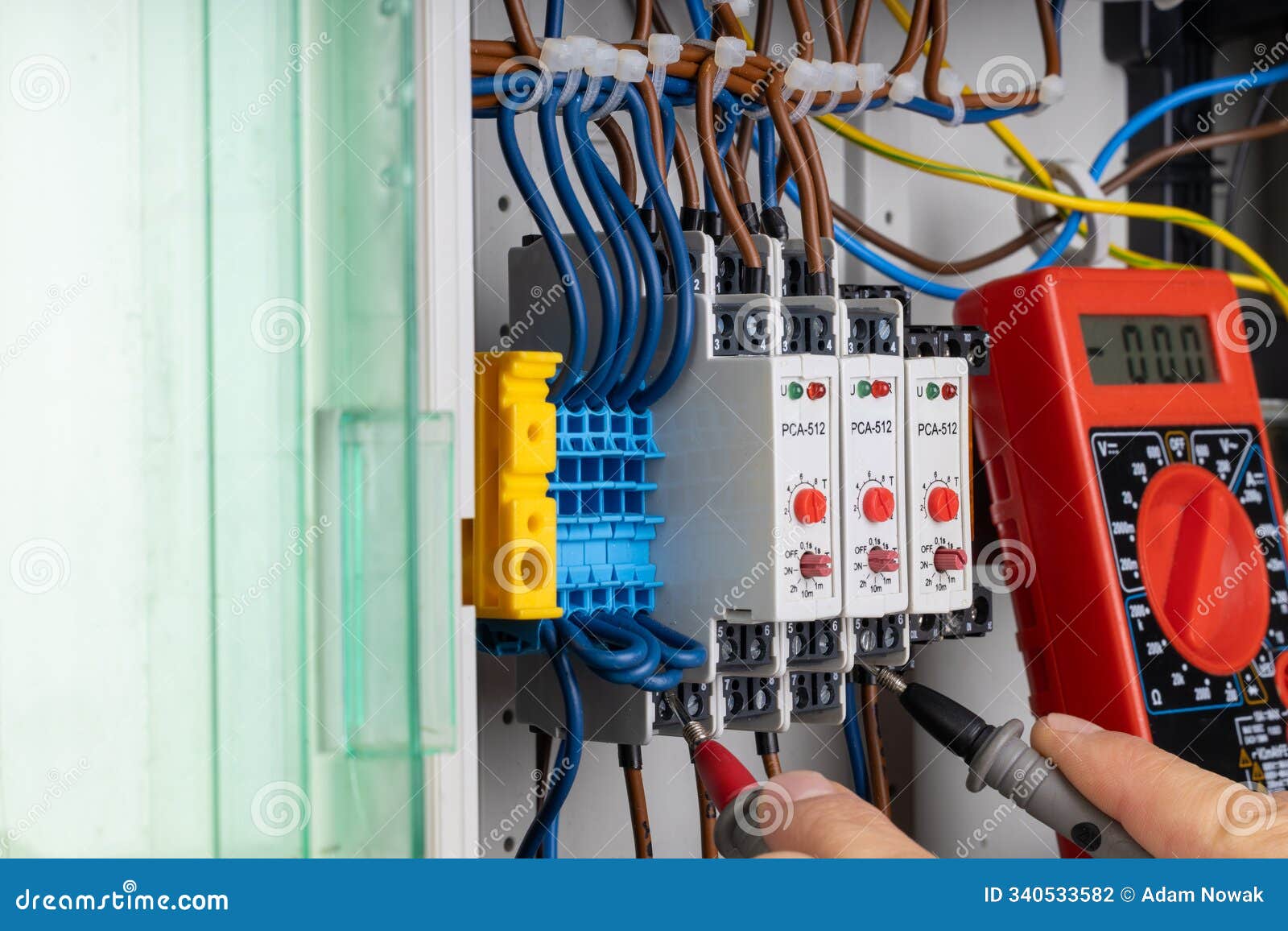 Electrician Testing Circuit Connections With Multimeter Stock Photo ...