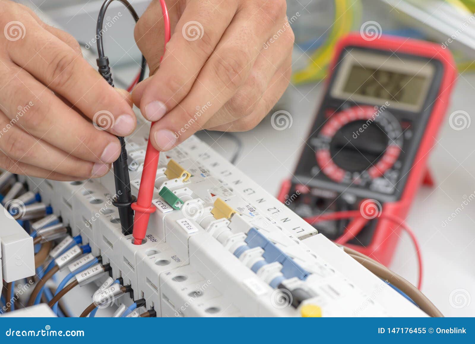 Man Testing Electric Current Of Drone Using Multimeter Tool Royalty ...