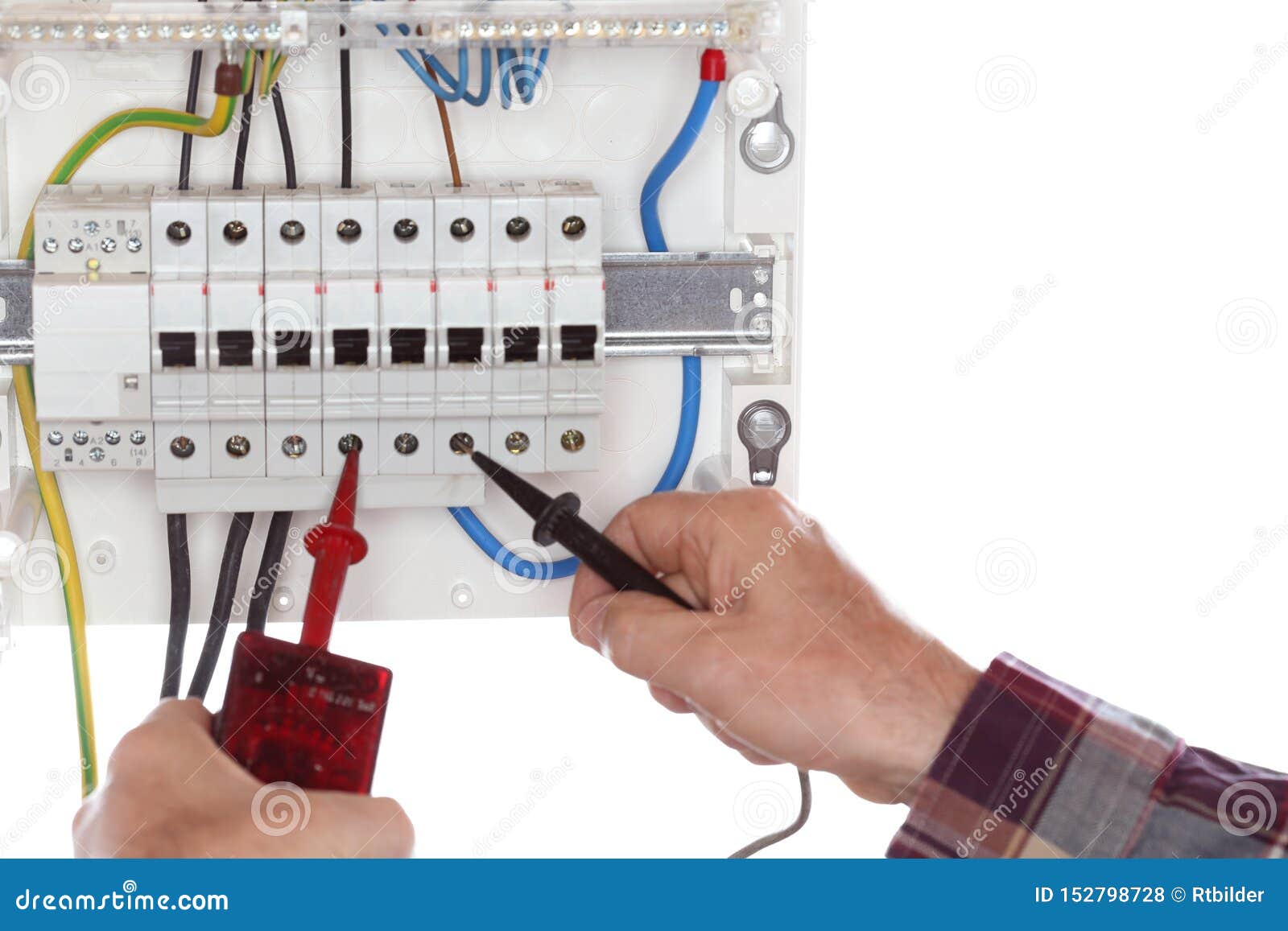 Electrician is Testing an Electrical Circuit Stock Photo - Image of ... Electrician is Testing an Electrical Circuit Stock Photo - Image of ...