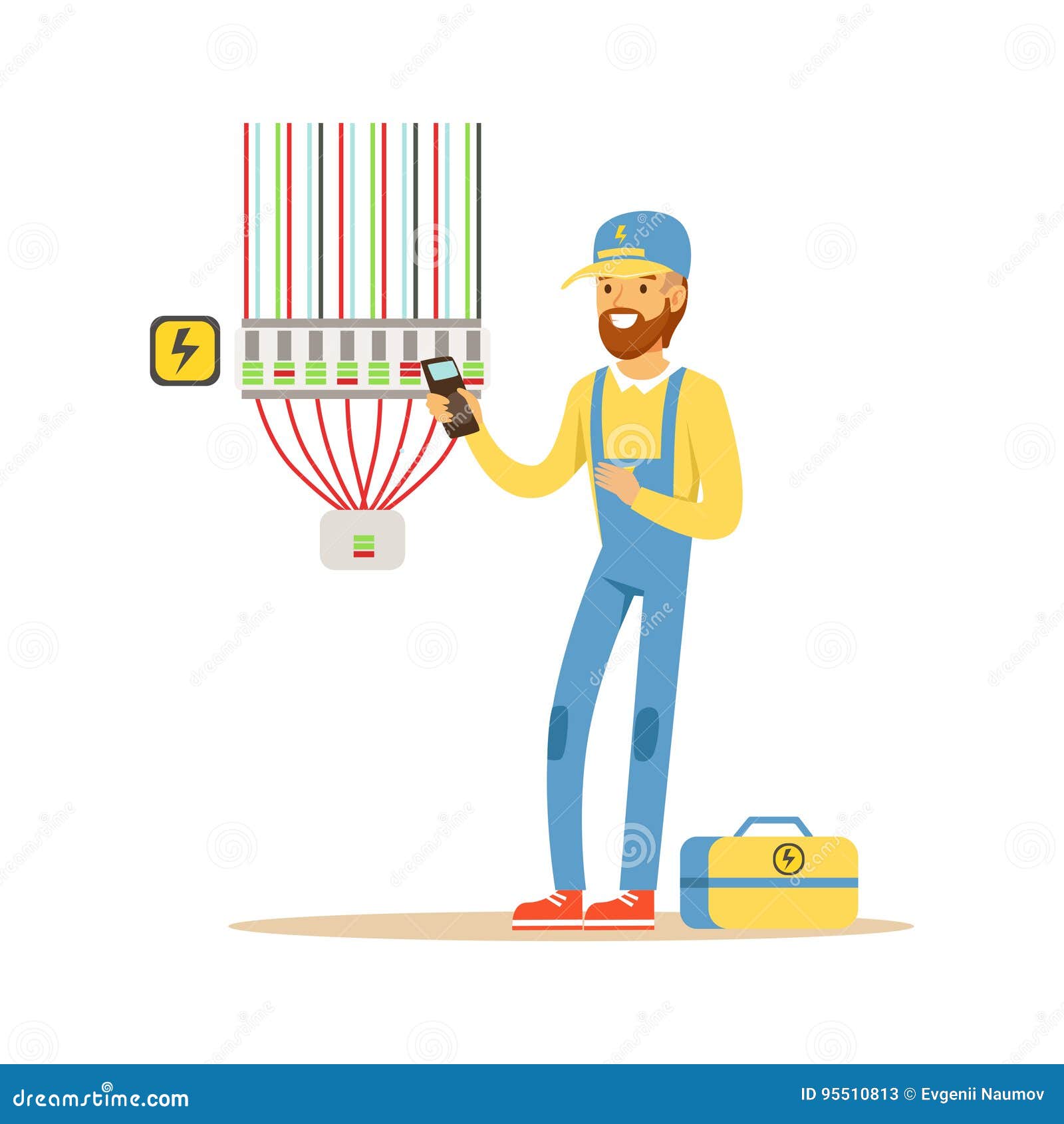 Electrician Testing Electrical Equipment, Measuring the Voltage Output ... Electrician Testing Electrical Equipment, Measuring the Voltage Output ...