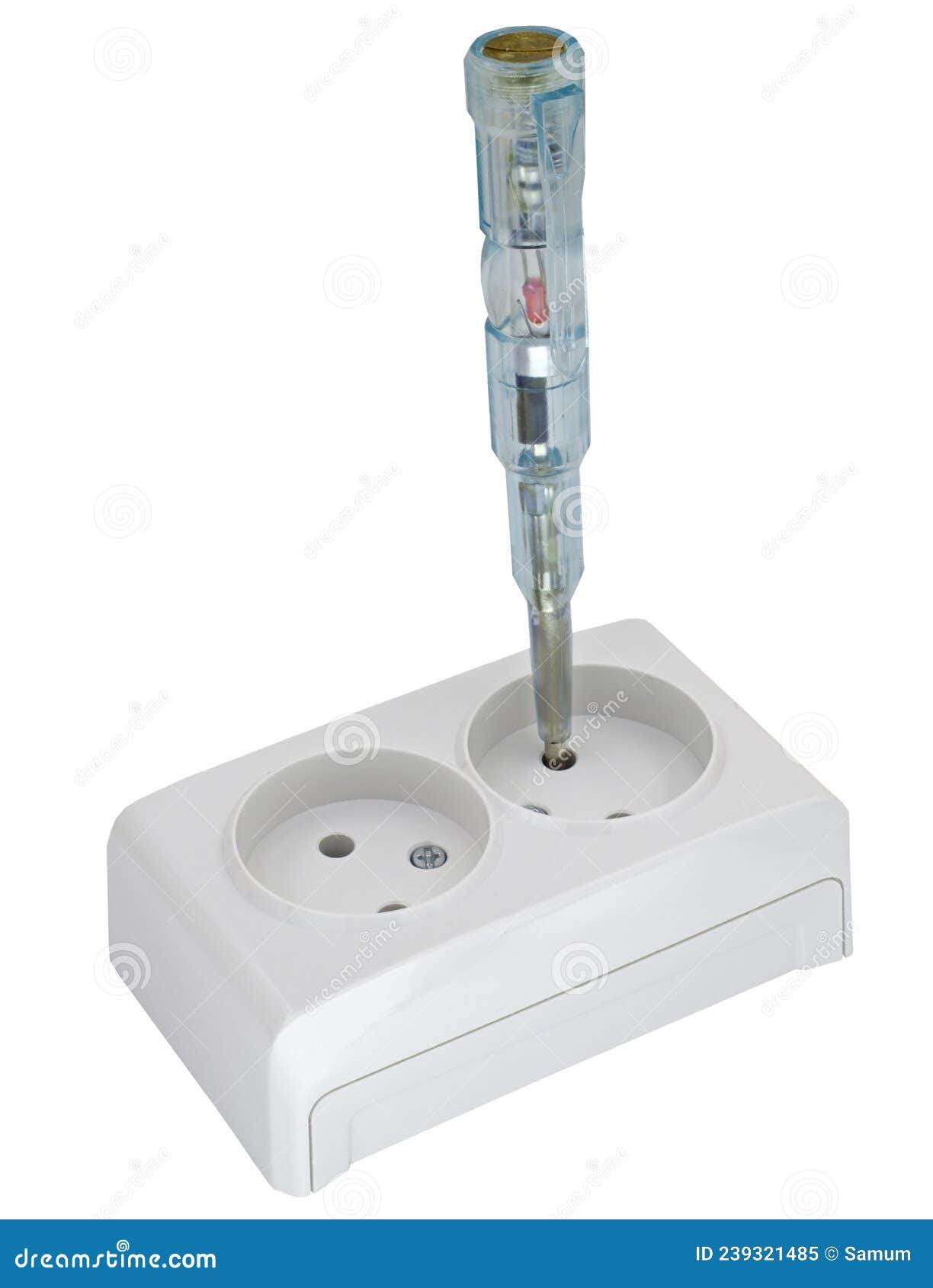 Electrician Testing for Electricity with a Voltage Tester Stock Image ...