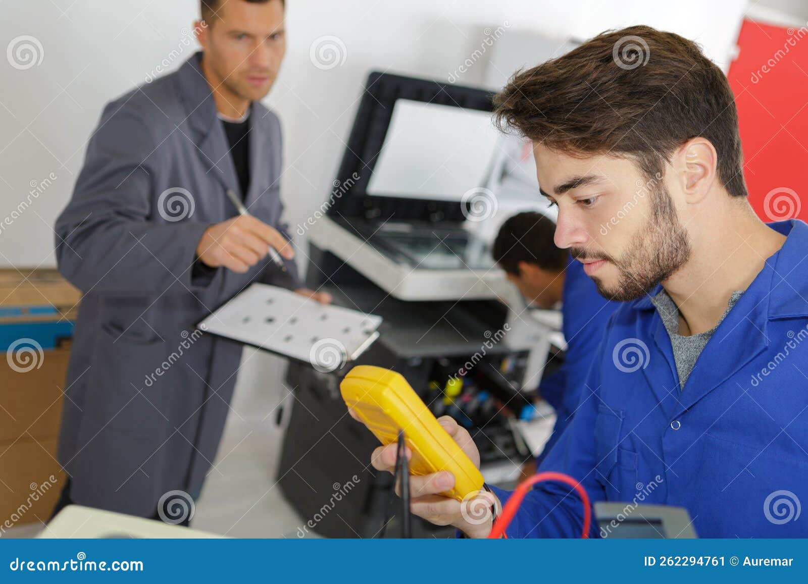 Electrician Testing Industrial Machine Stock Image - Image of line ...