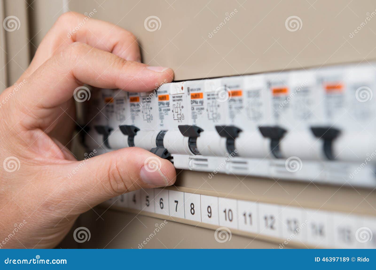 Electrician Testing the Switchboard Stock Image - Image of devices ...