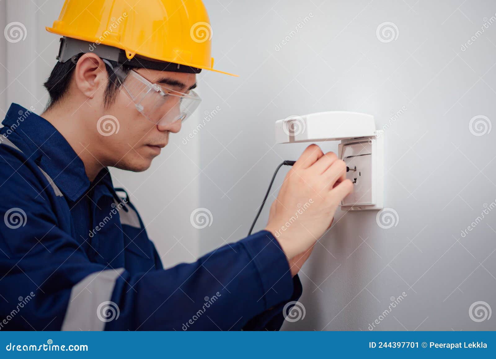 Electrician Testing for Voltage Via Multimeter Stock Image - Image of ...