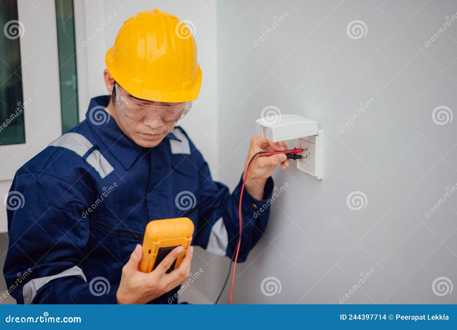 Electrician Testing for Voltage Via Multimeter Stock Photo - Image of ...