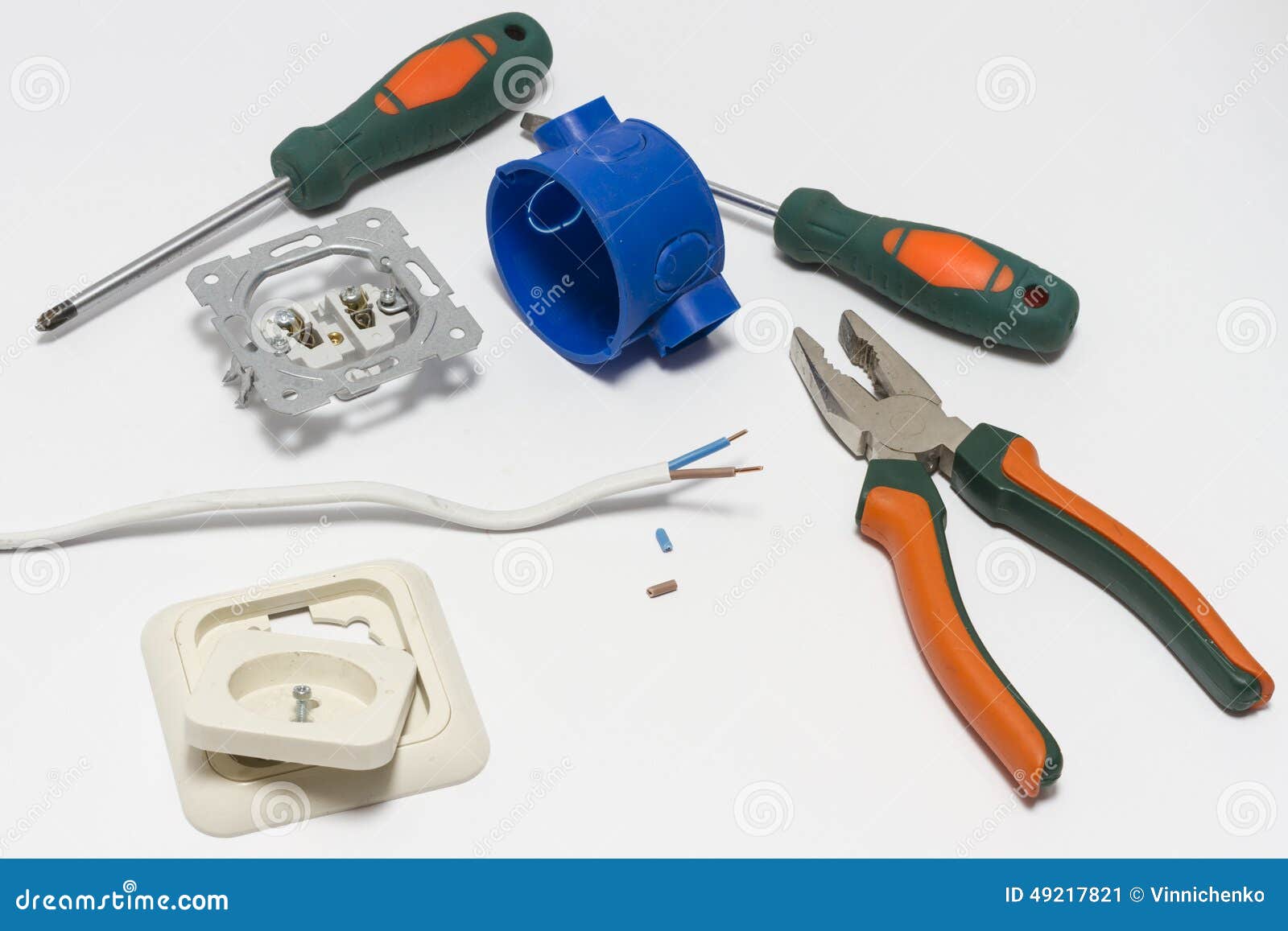 Electrician Tool Box for Installation of Sockets and Socket Dismantled ...