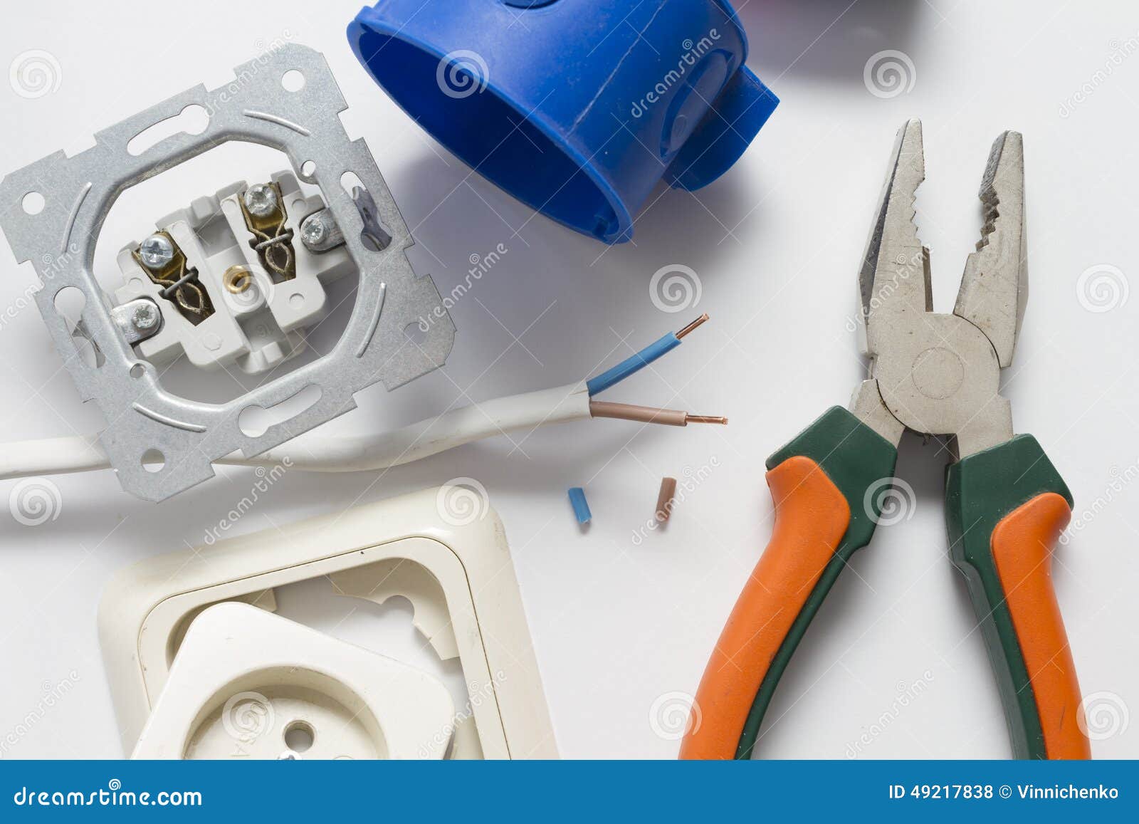 Electrician Tool Box for Installation of Sockets and Socket Dismantled ...