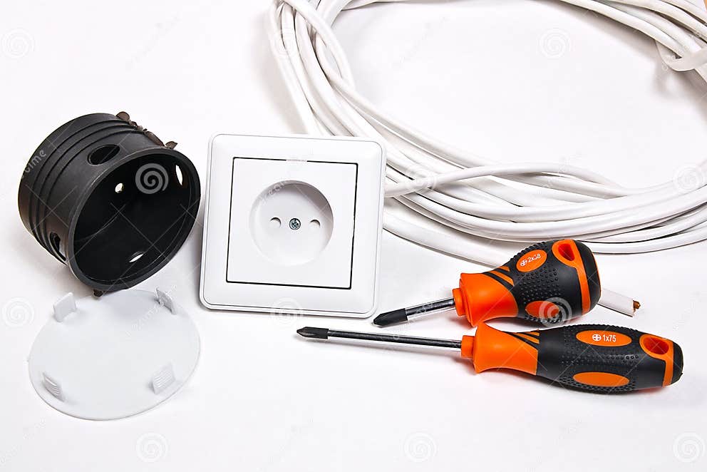 Electrician Tools, Cable, Box for Installation of Sockets and Wa Stock ...