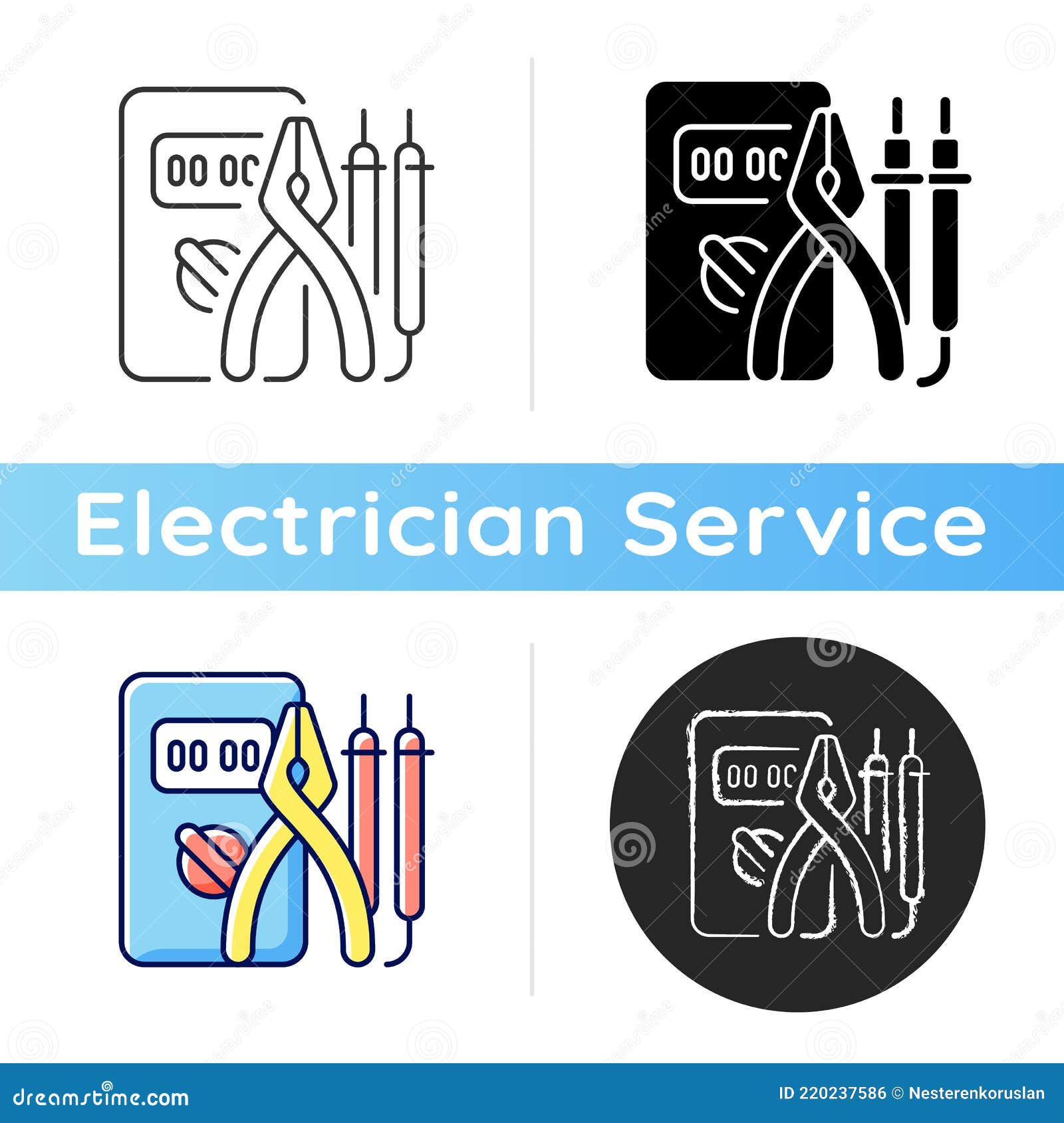 Electrician tools icon stock vector. Illustration of electric - 220237586