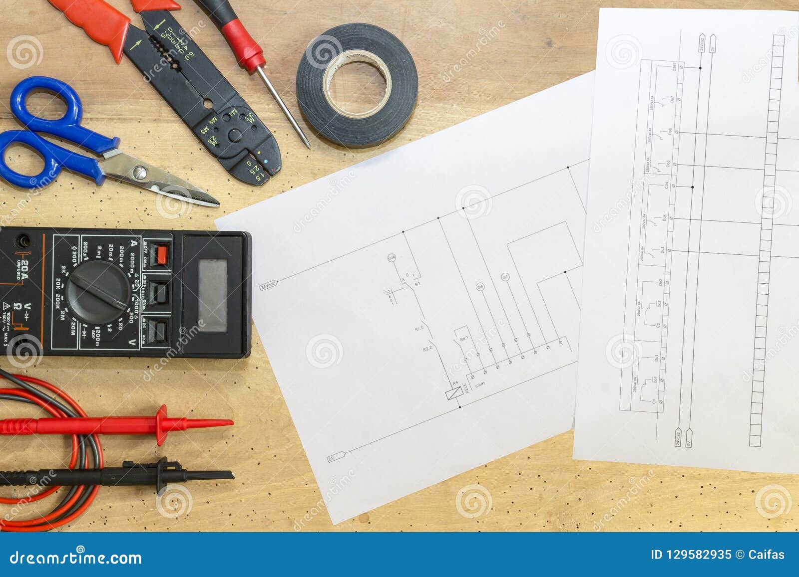 Electrician Tools , Instruments and Project Design Stock Image - Image ...