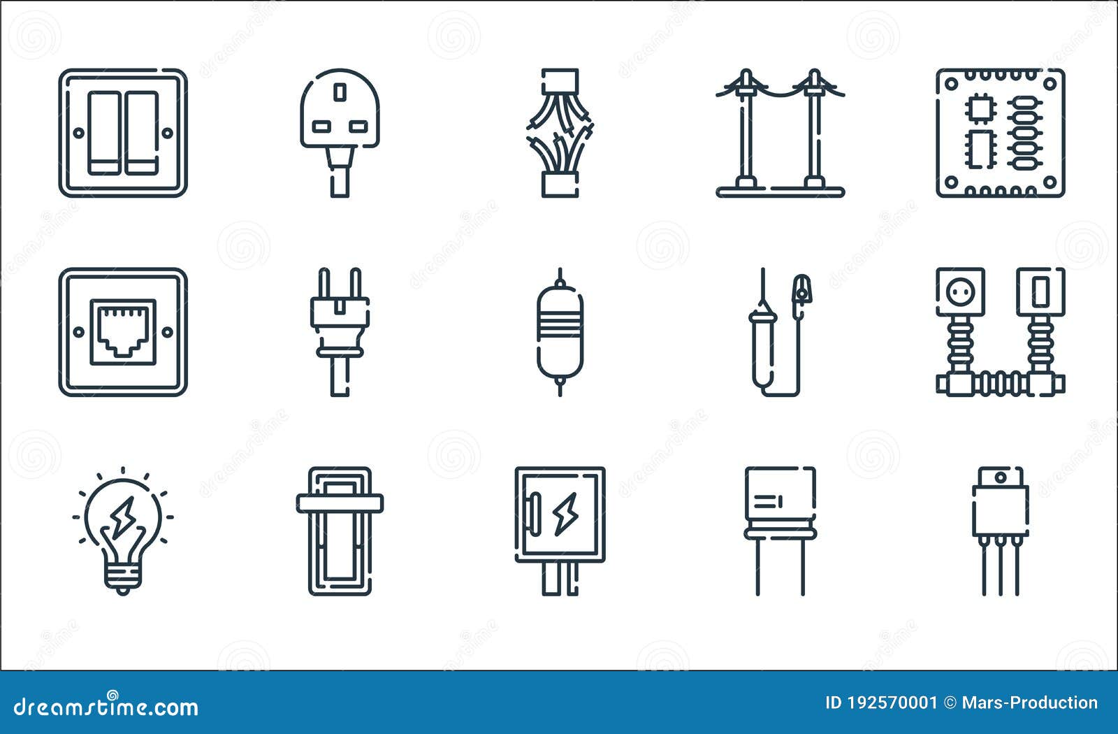 Electrician Tools and Line Icons. Linear Set Stock Vector ...