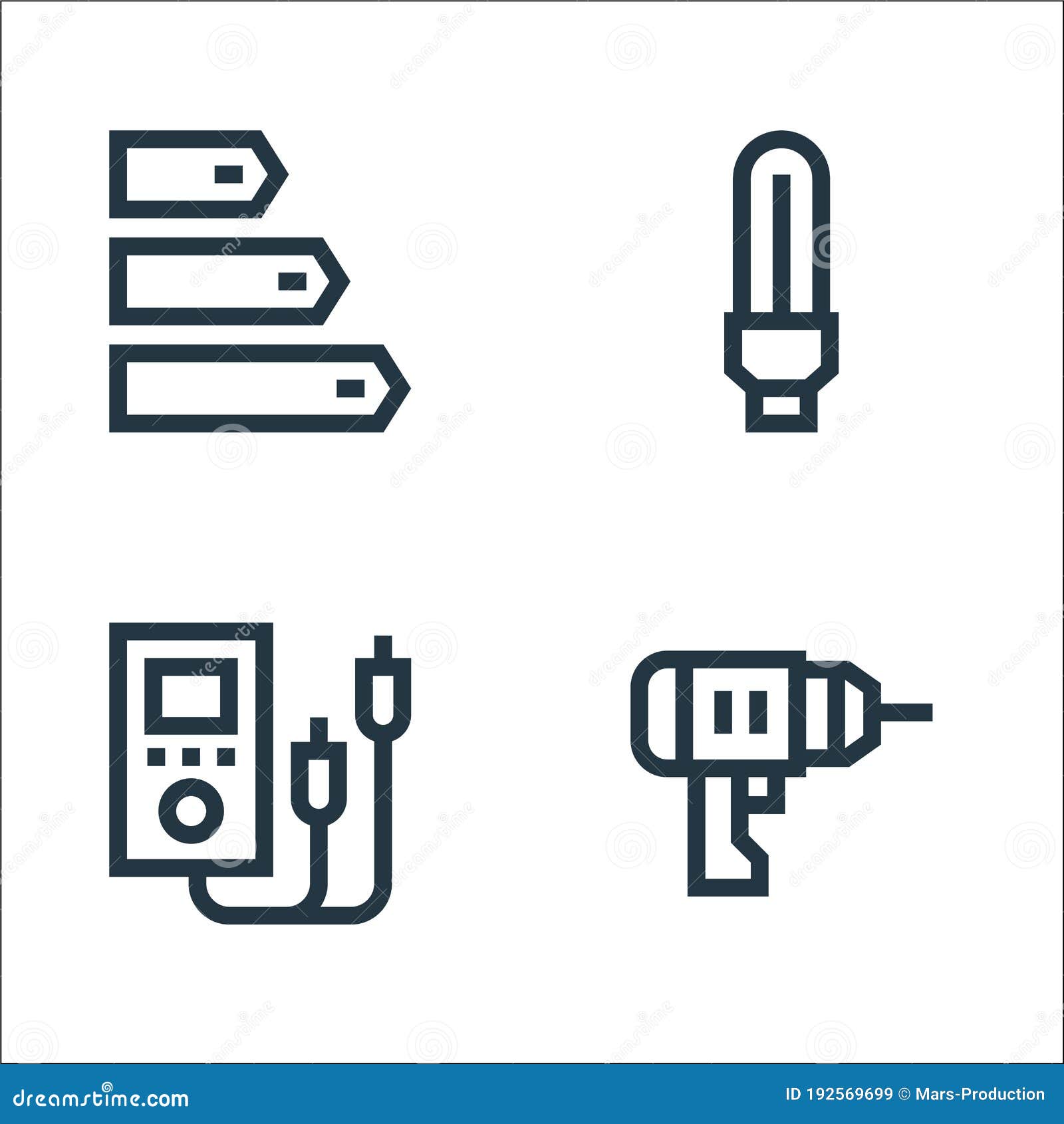 Electrician Tools and Line Icons. Linear Set Stock Vector ...