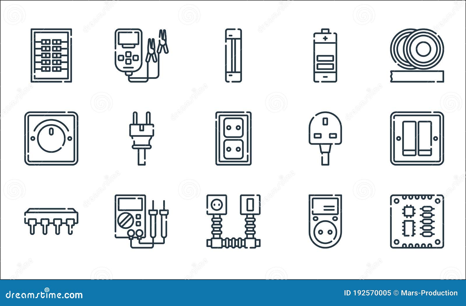 Electrician Tools and Line Icons. Linear Set Stock Vector ...