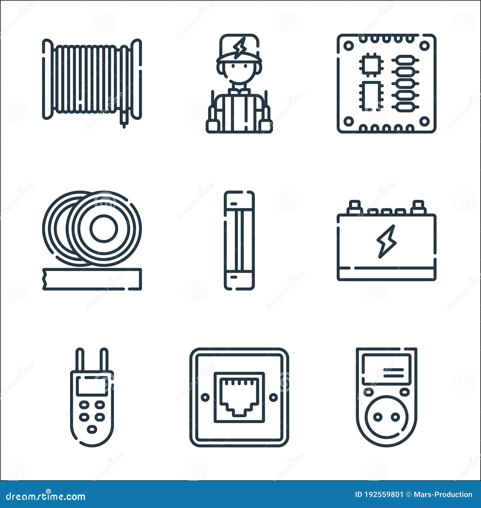 Electrician Tools and Line Icons. Linear Set Stock Vector ...
