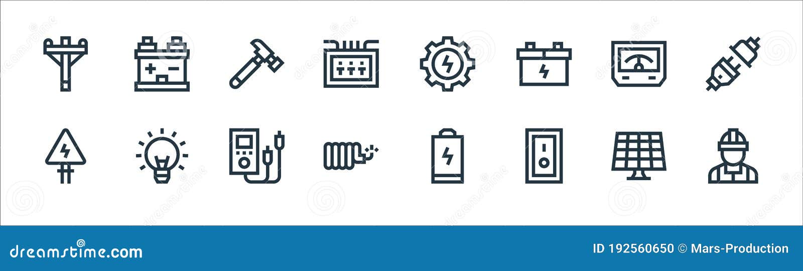 Electrician Tools and Line Icons. Linear Set Stock Vector ...