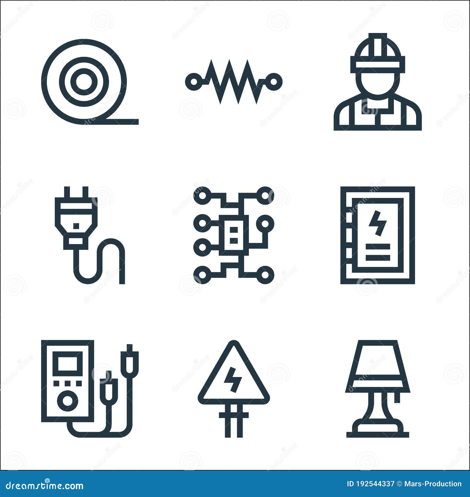 Electrician Tools and Line Icons. Linear Set Stock Vector ...
