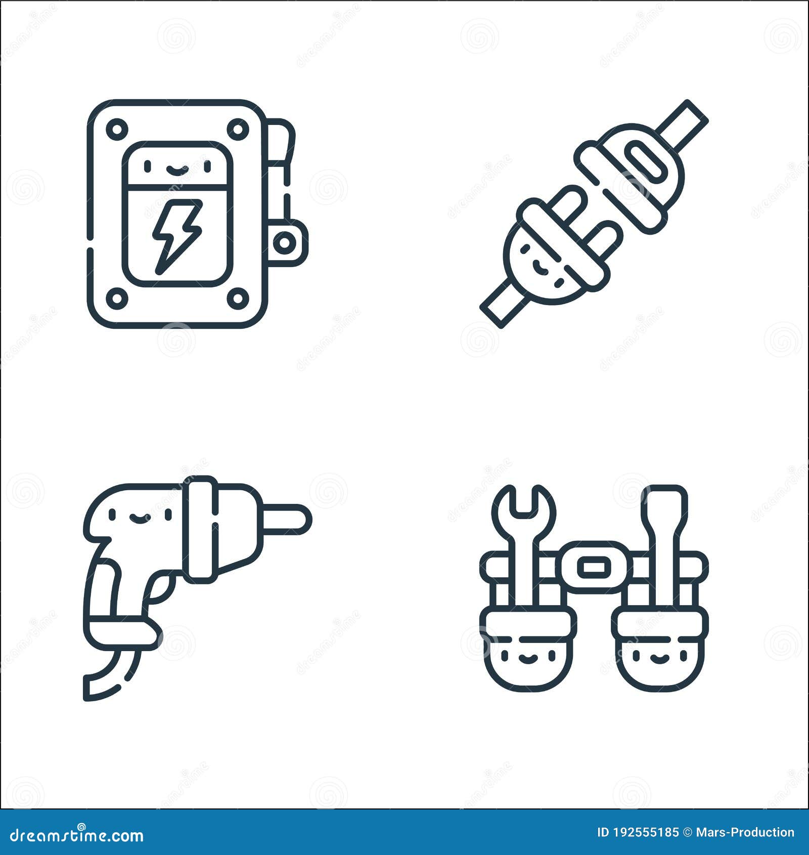 Electrician Tools and Line Icons. Linear Set Stock Vector ...