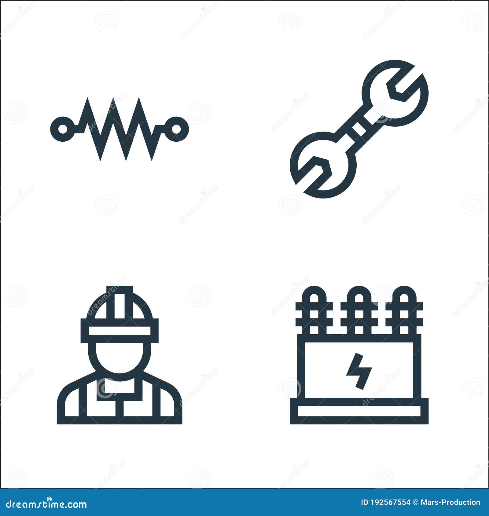 Electrician Tools and Line Icons. Linear Set Stock Vector ...