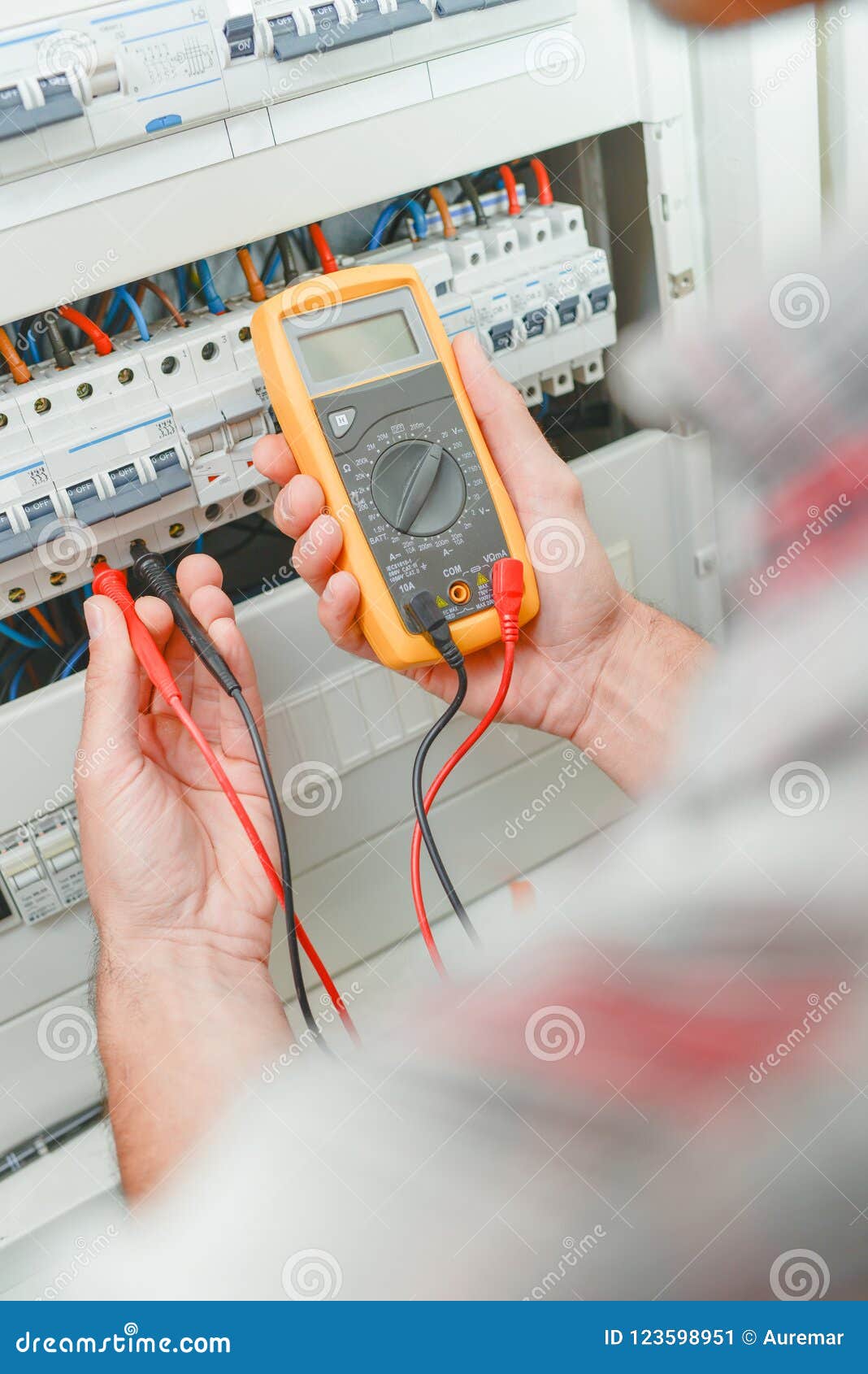 Electrician Using Multi Meter Stock Image - Image of indication, load ...
