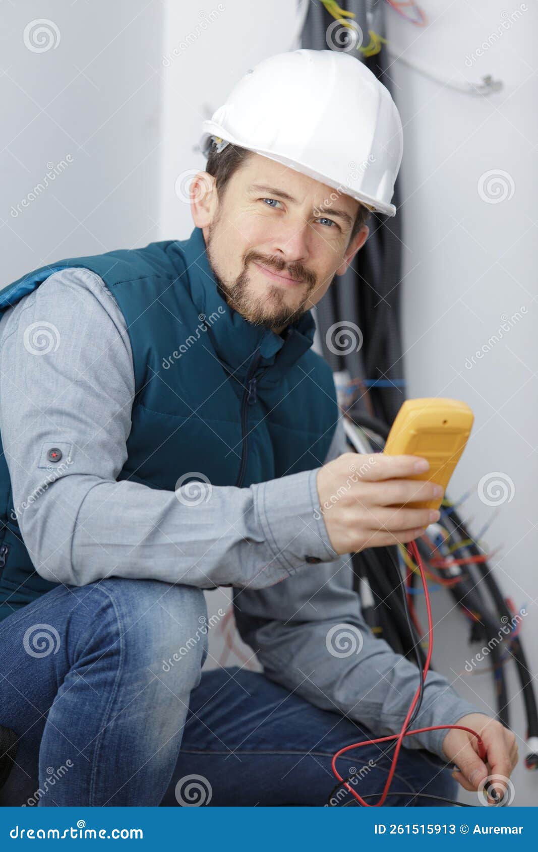 Electrician Using Multimeter in Renovation Property Stock Image - Image ...