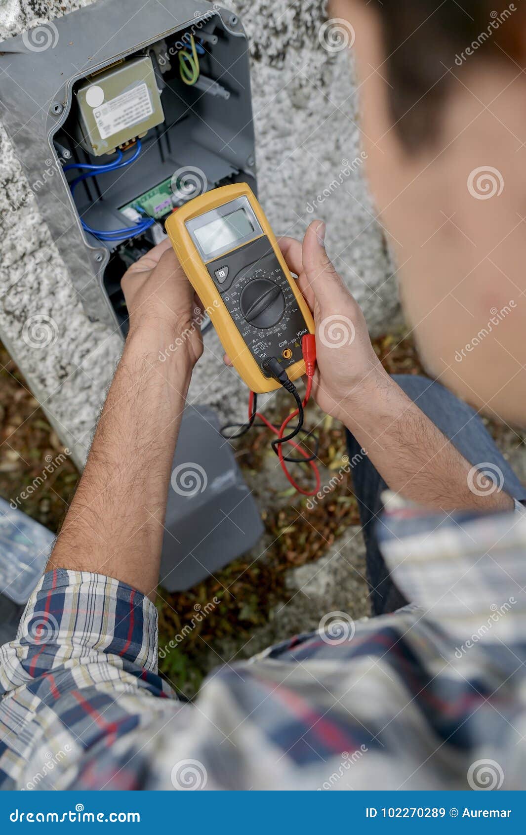 Electrician Using Voltmeter Device Stock Image - Image of impedance ...