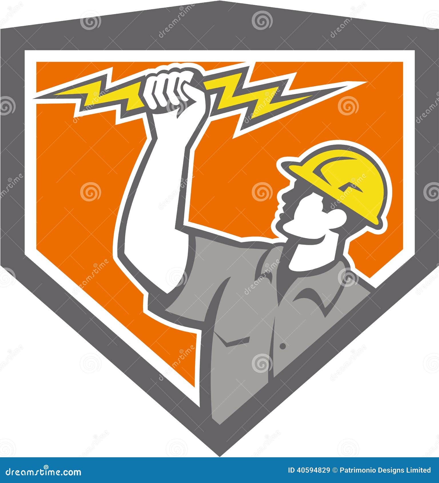 Electrician Wield Lightning Bolt Side Crest Stock Vector - Illustration ...