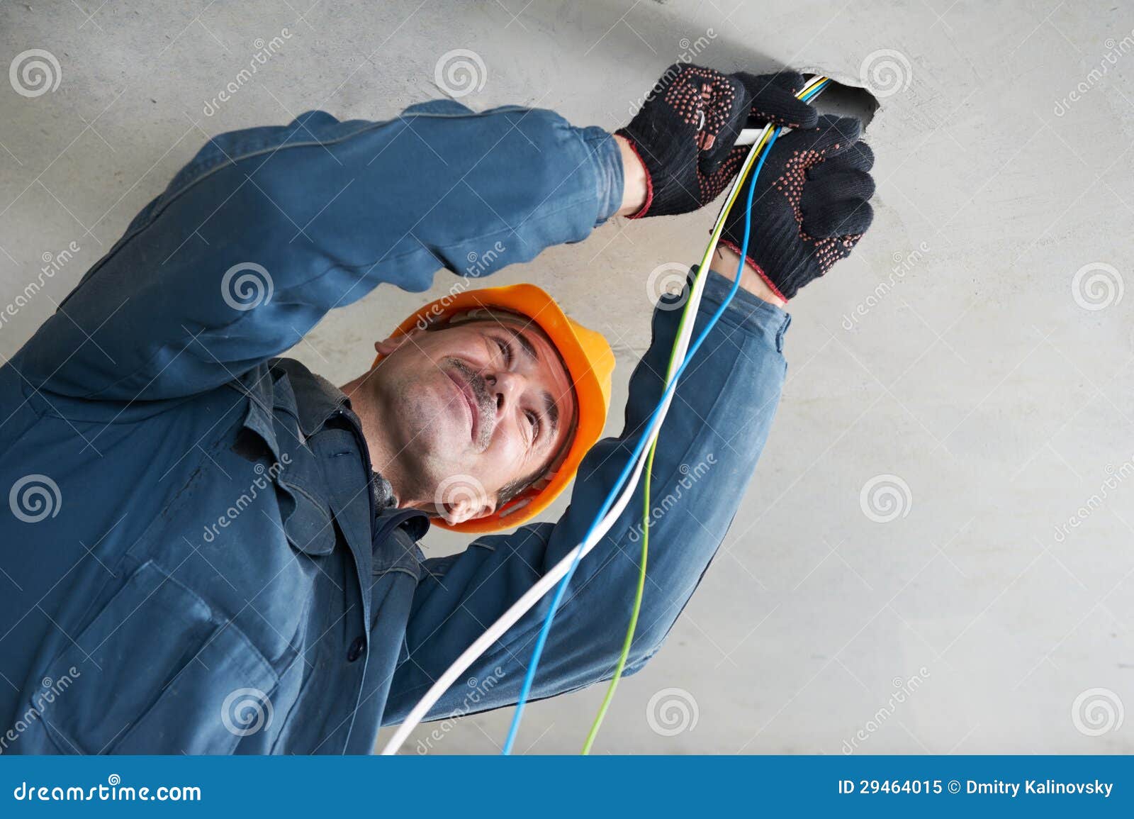 Electrician at wiring work stock image. Image of inspection - 29464015