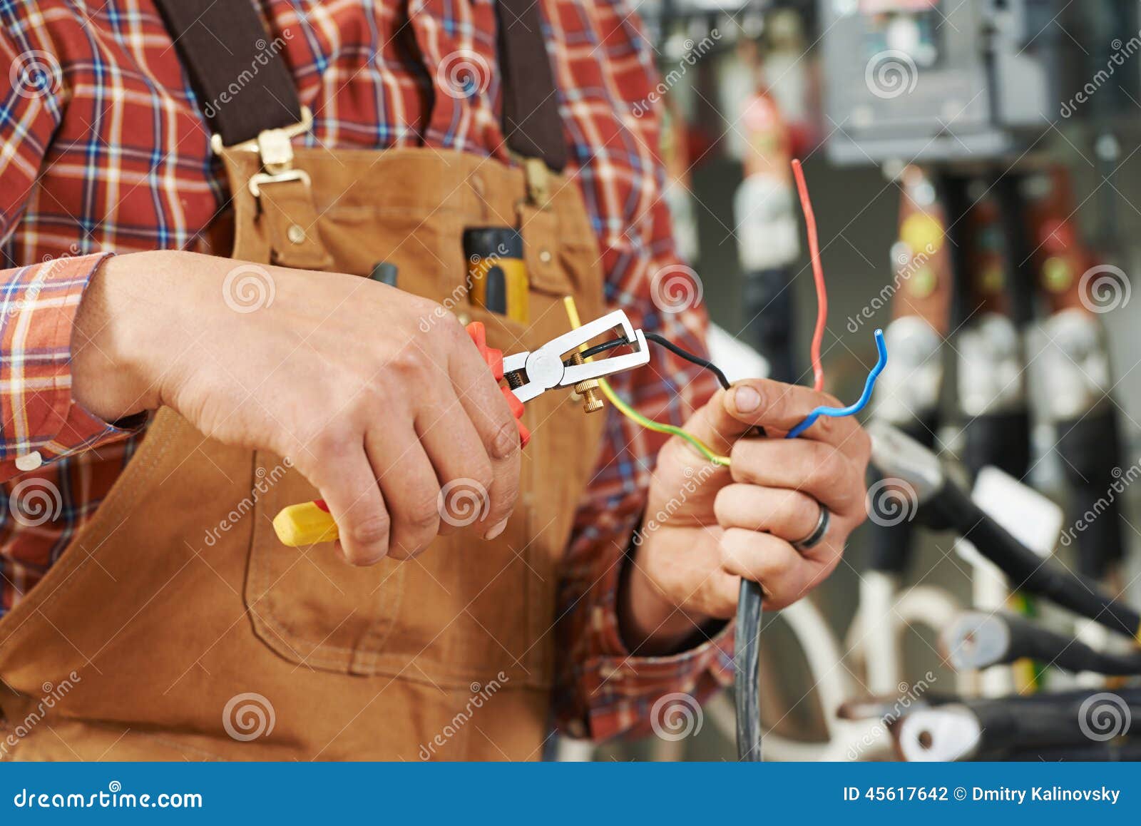 Electrician at wiring work stock photo. Image of craftsperson - 45617642