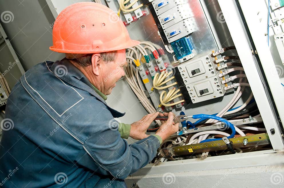 Electrician at work stock photo. Image of engineer, line - 16879350