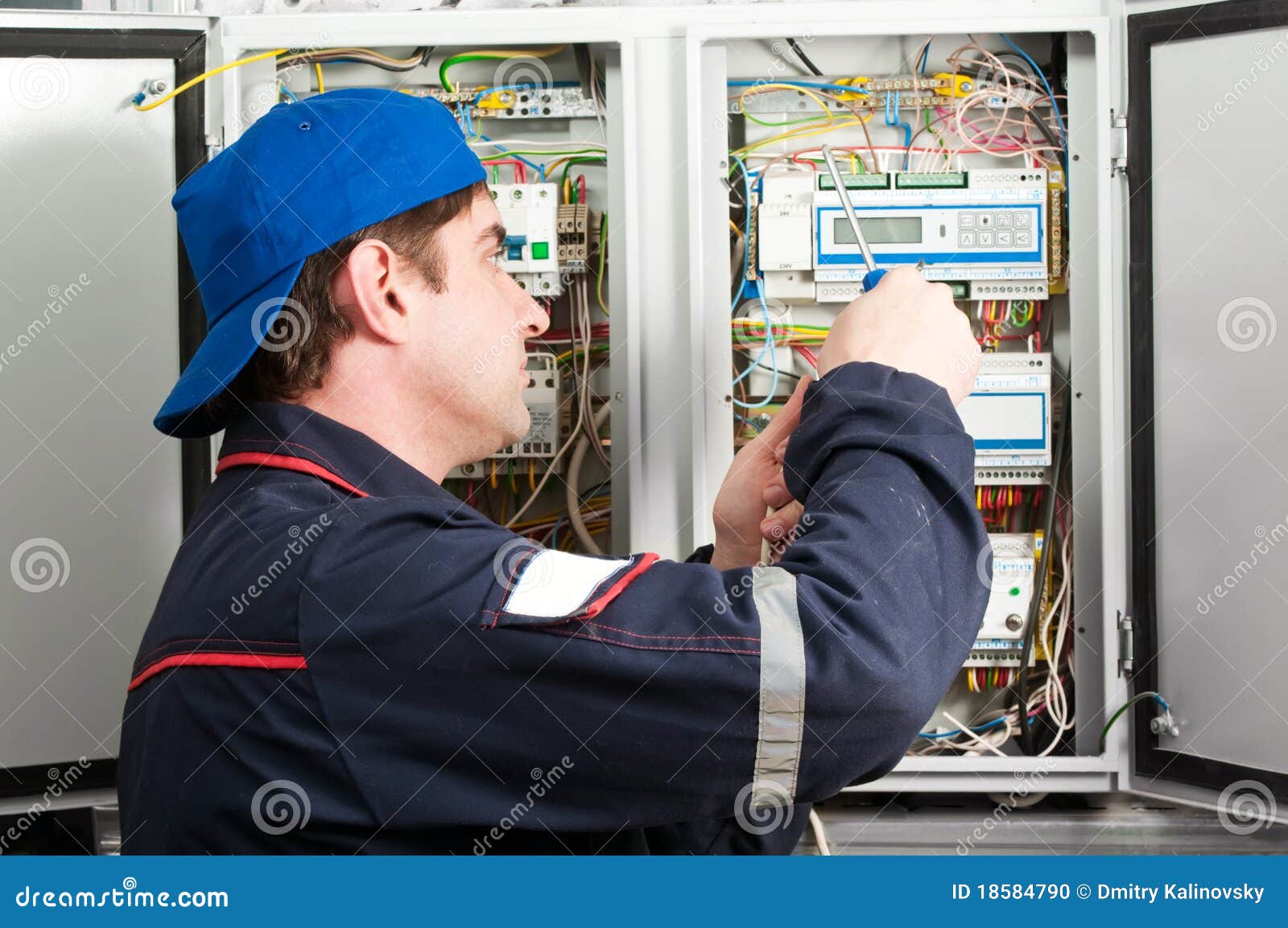 Electrician at work stock photo. Image of industry, assembling - 18584790