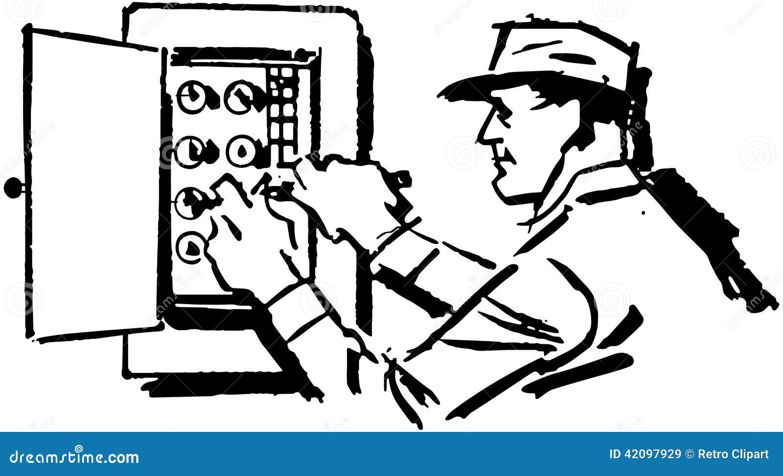 Electrician at Work stock vector. Illustration of clipart - 42097929