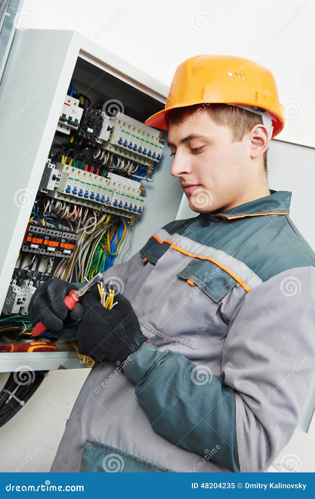 Electrician at work stock image. Image of power, electrician - 48204235