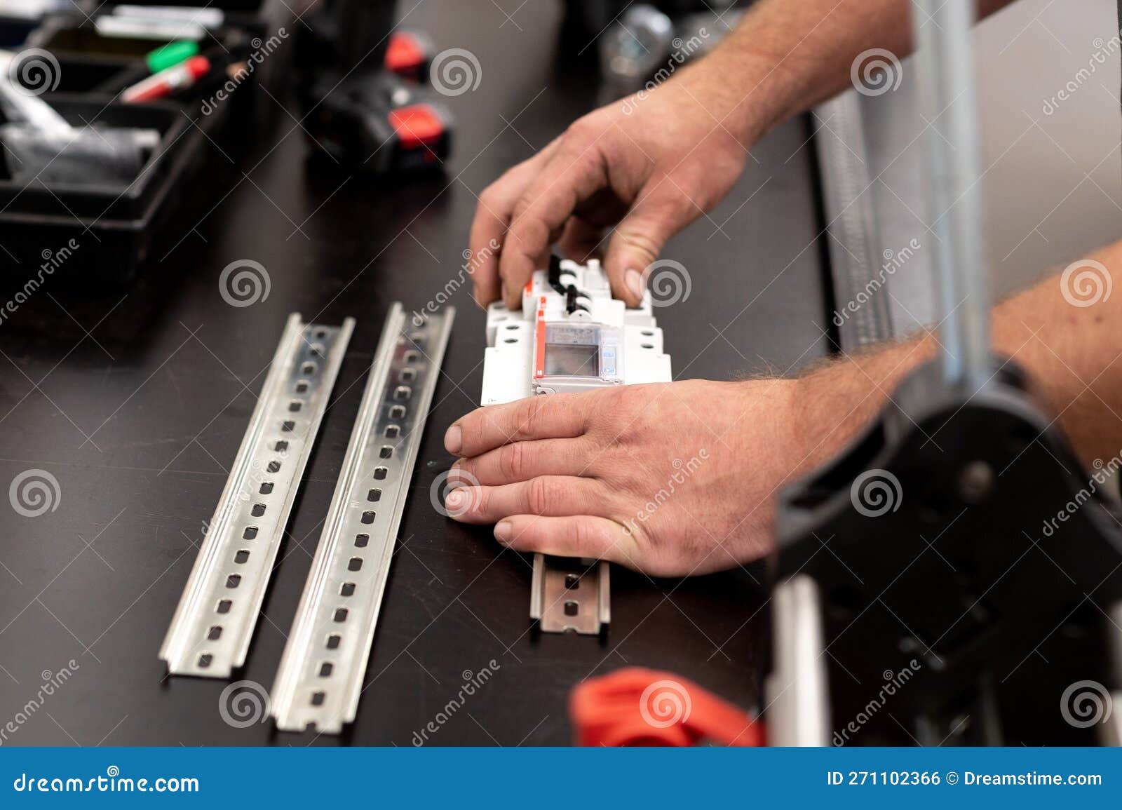Electrician at Work, Electric Components, Electrical Voltage Stock ...