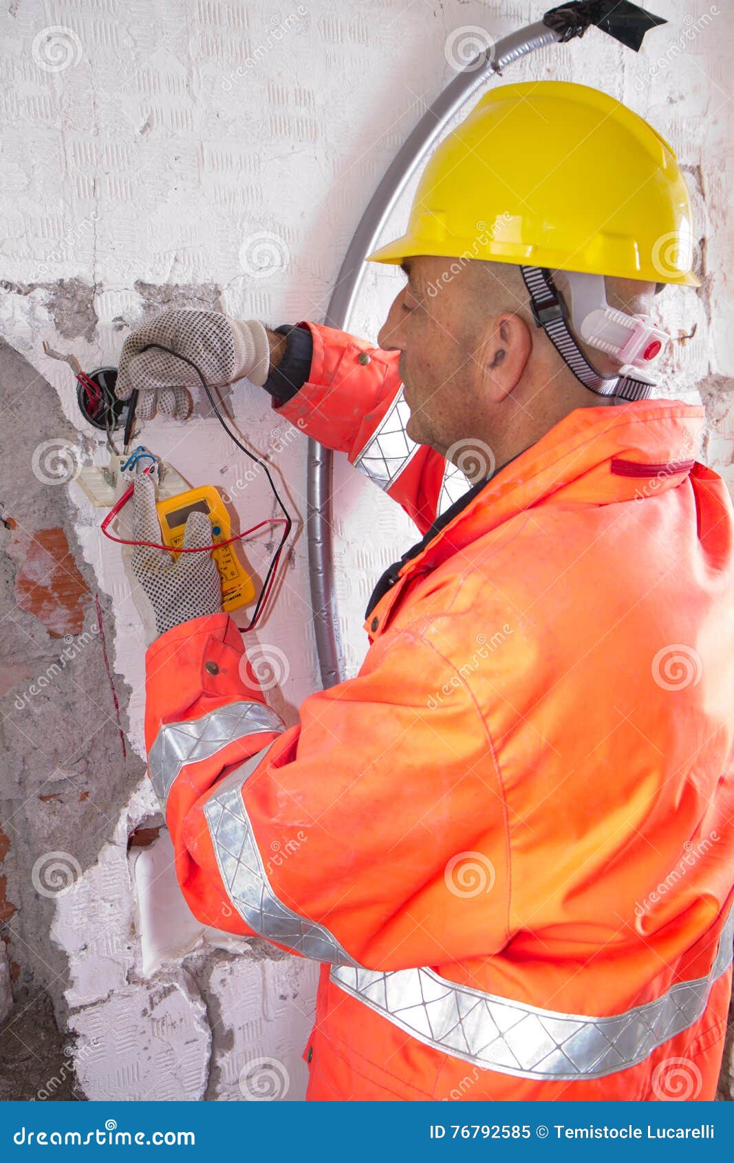 Electrician at work stock image. Image of checking, plug - 76792585