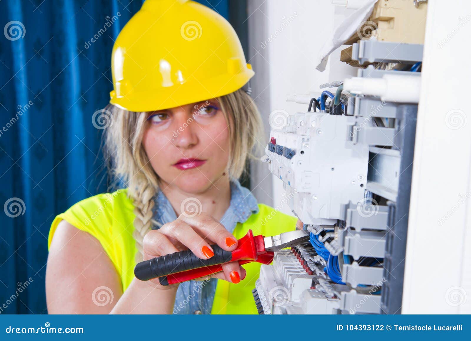 Electrician at work stock photo. Image of appliance - 104393122