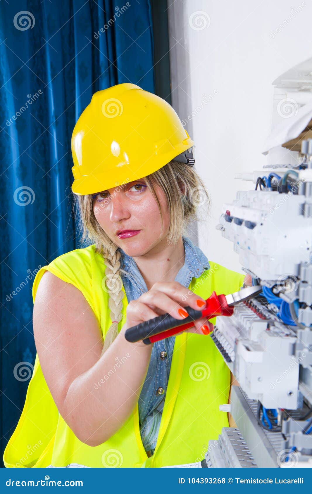 Electrician at work stock photo. Image of person, cable - 104393268