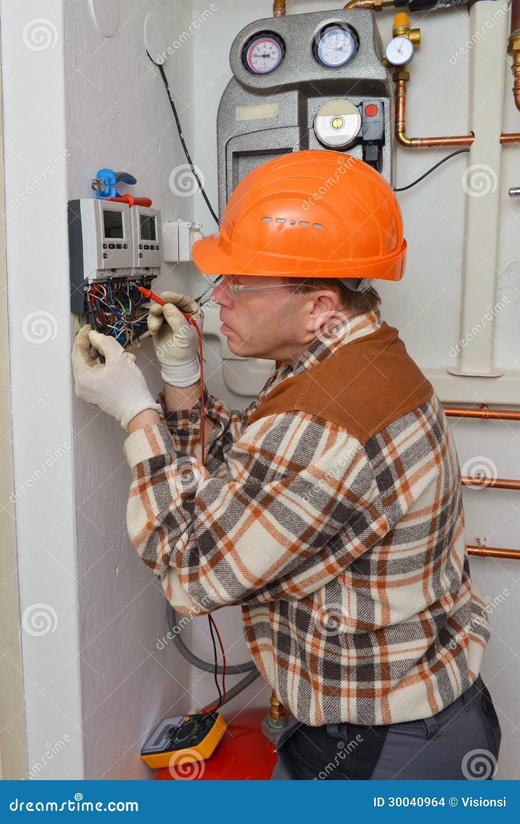 Electrician at work stock photo. Image of repairman, electrical - 30040964