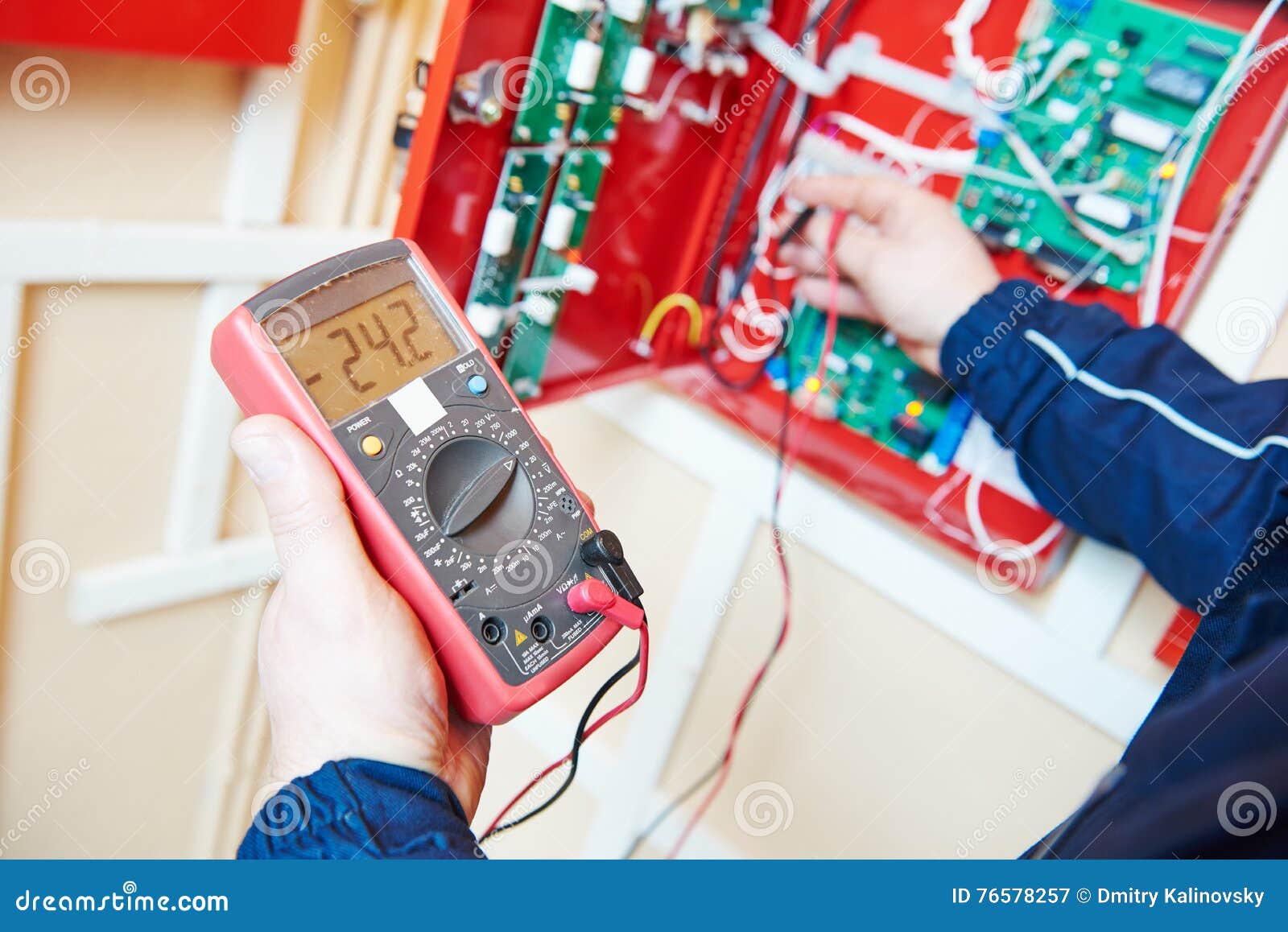 Electrician Work with Multimeter Tester Stock Image - Image of ...