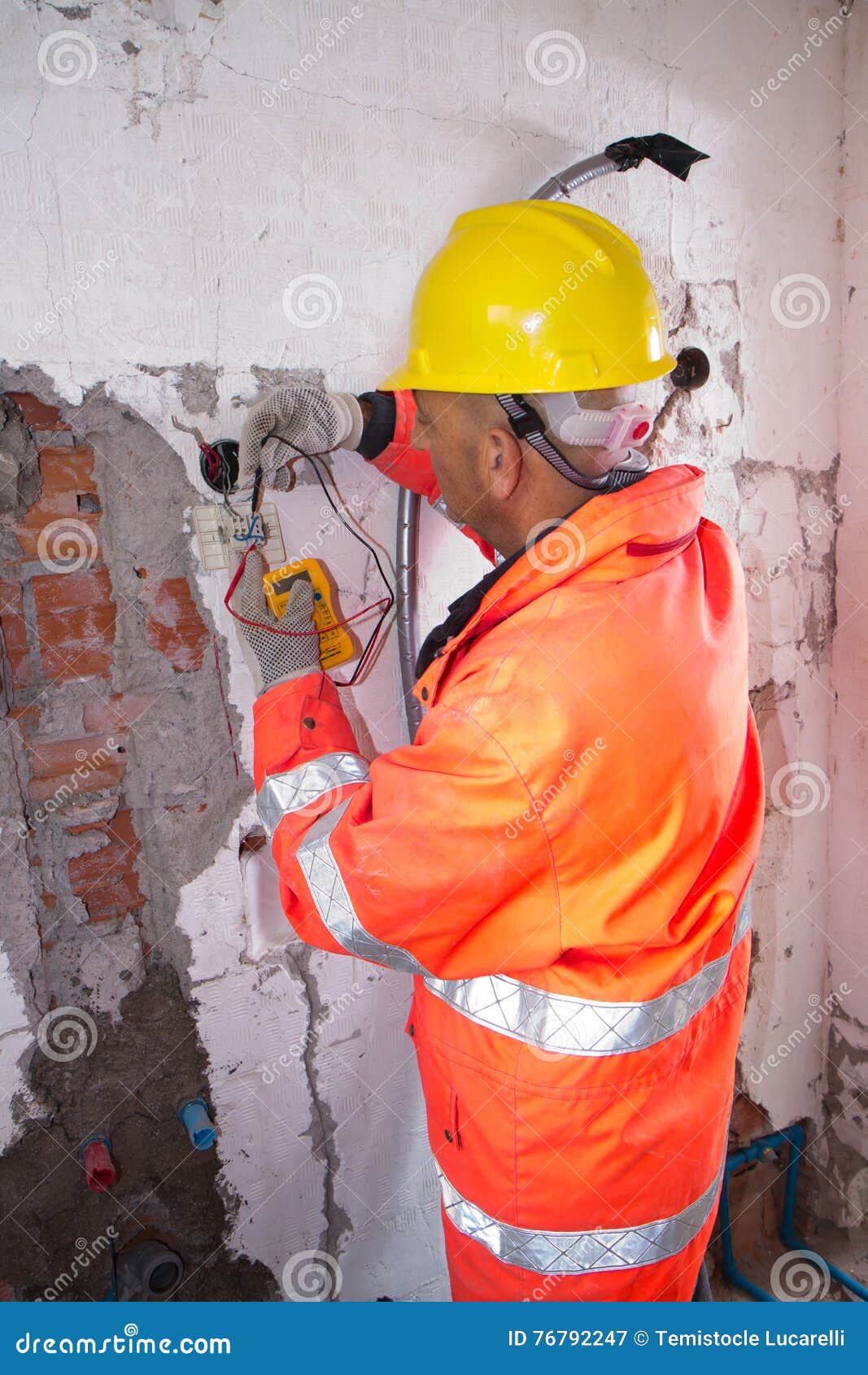Electrician at work stock image. Image of measure, electrical - 76792247
