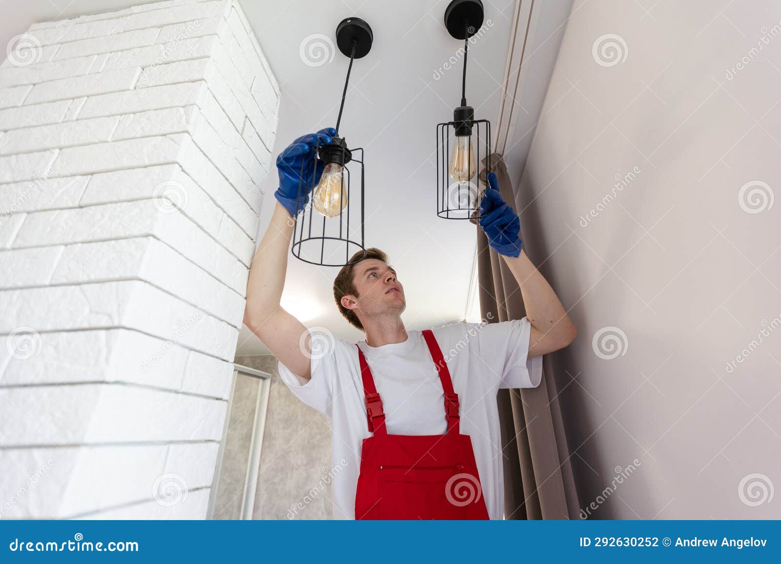 Electrician at Work. Service for the Repair of Electrical Wiring and ...