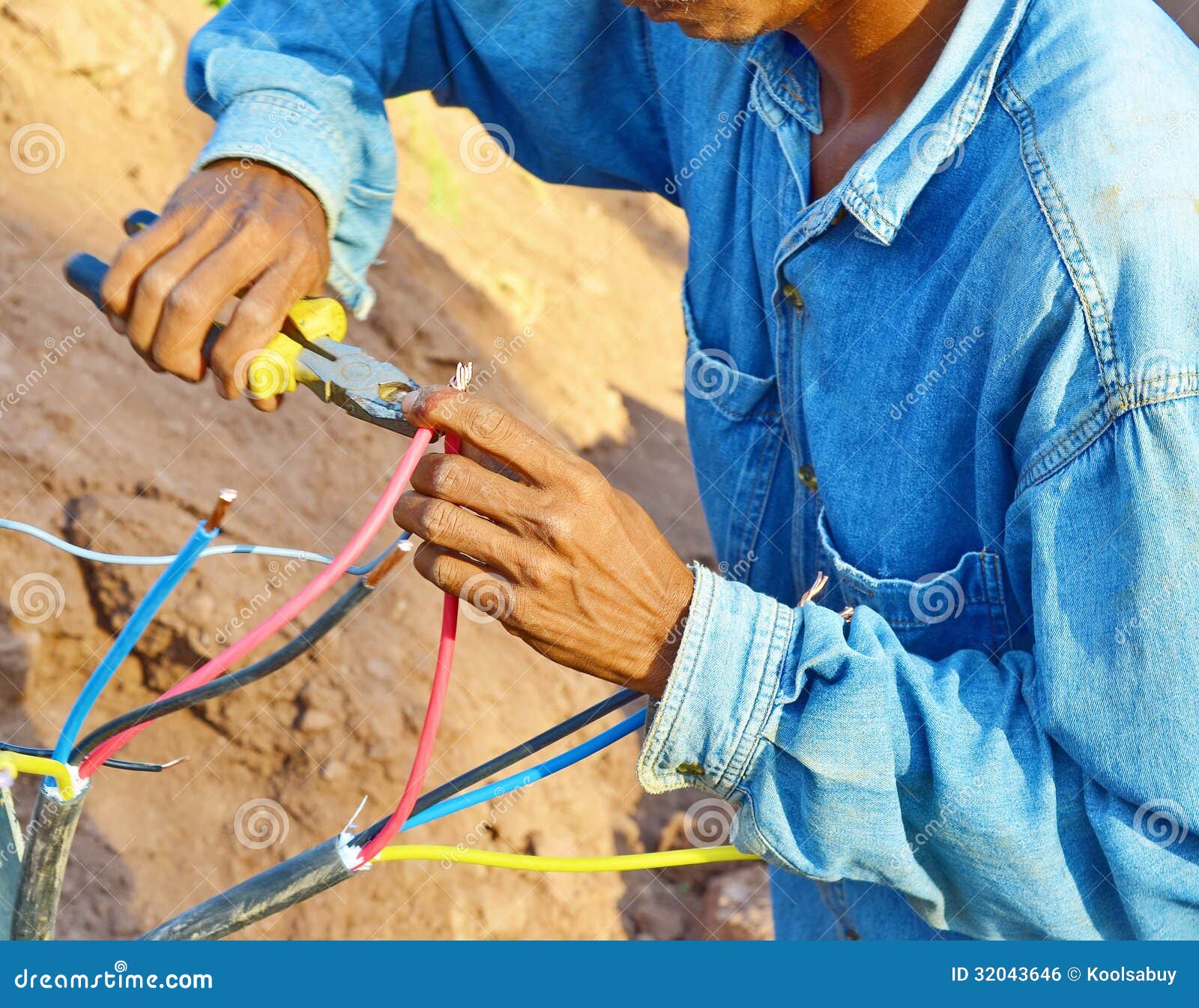 Electrician worked unsafe stock photo. Image of wire - 32043646