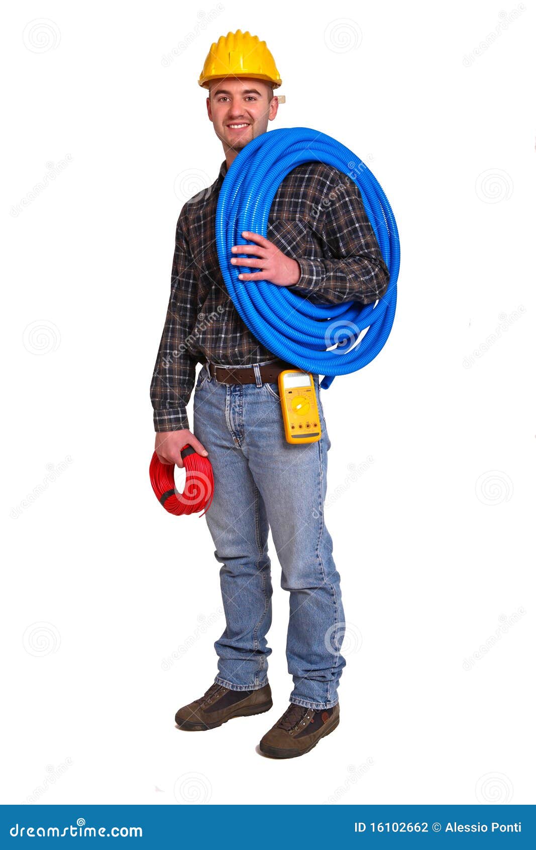 Electrician worker. stock photo. Image of collar, electrician - 16102662