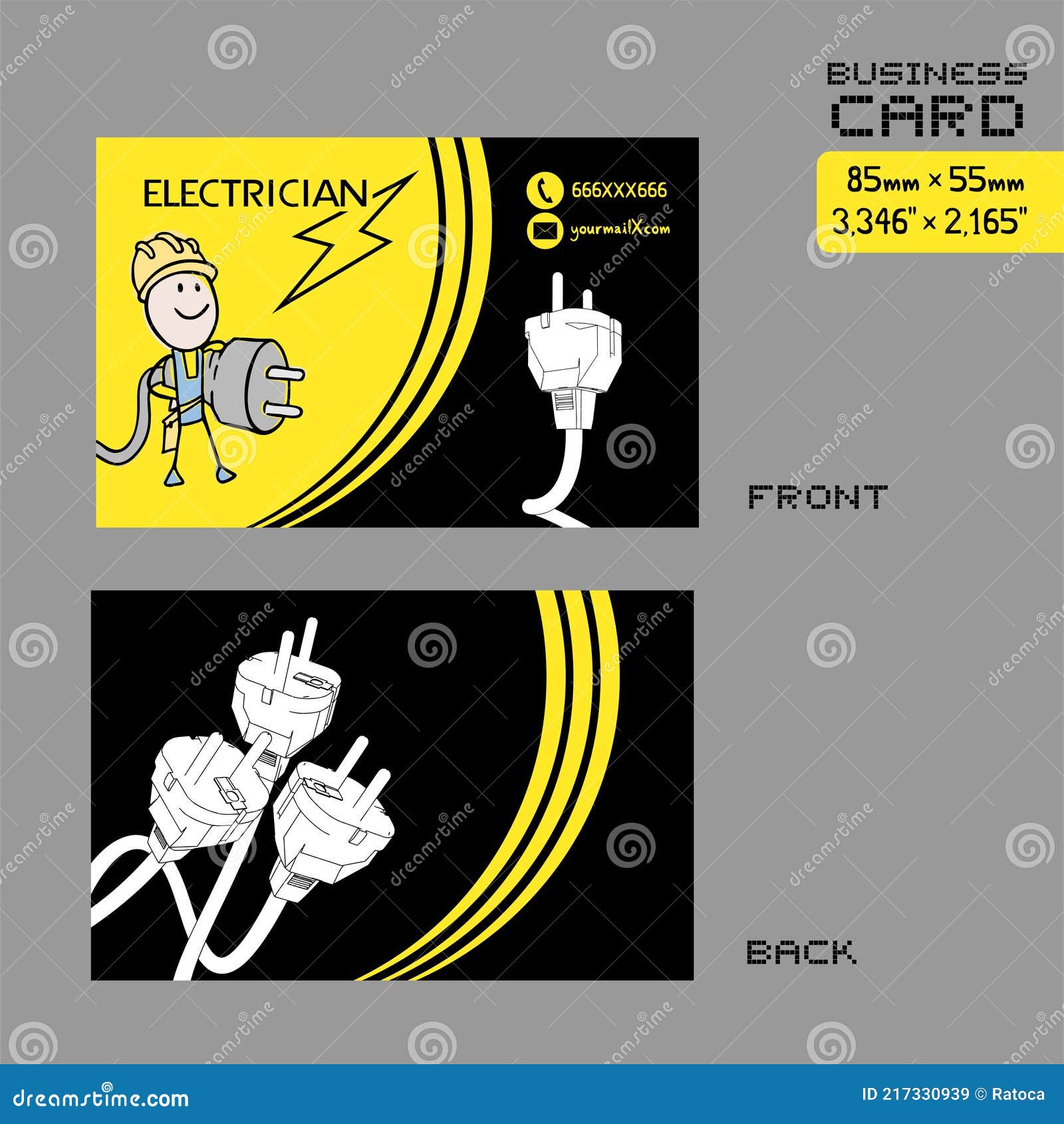 Electrician Worker Visit Card Design Stock Vector - Illustration of ...
