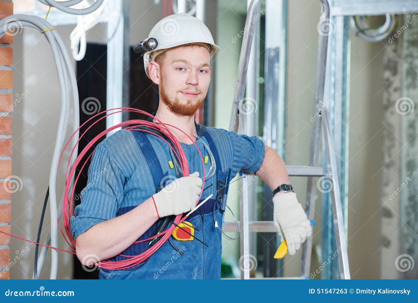 Electrician Worker with Wiring Stock Image - Image of industry ...