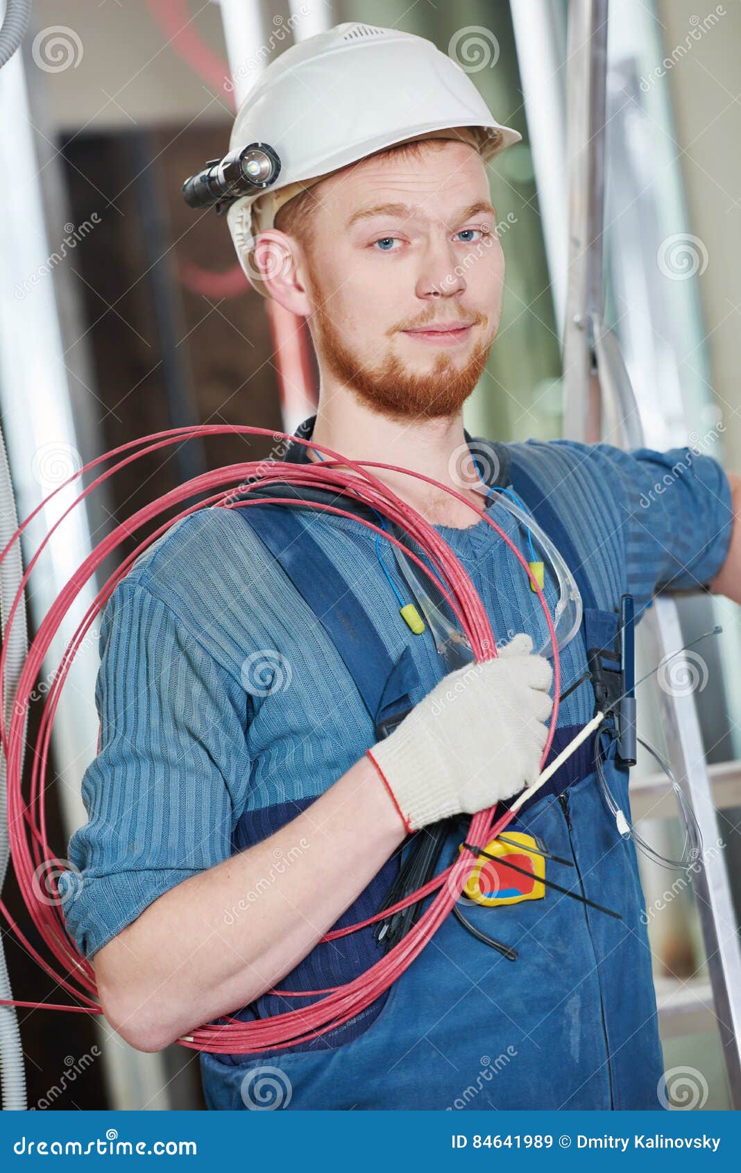 Electrician Worker with Wiring Stock Image - Image of repairman, labor ...