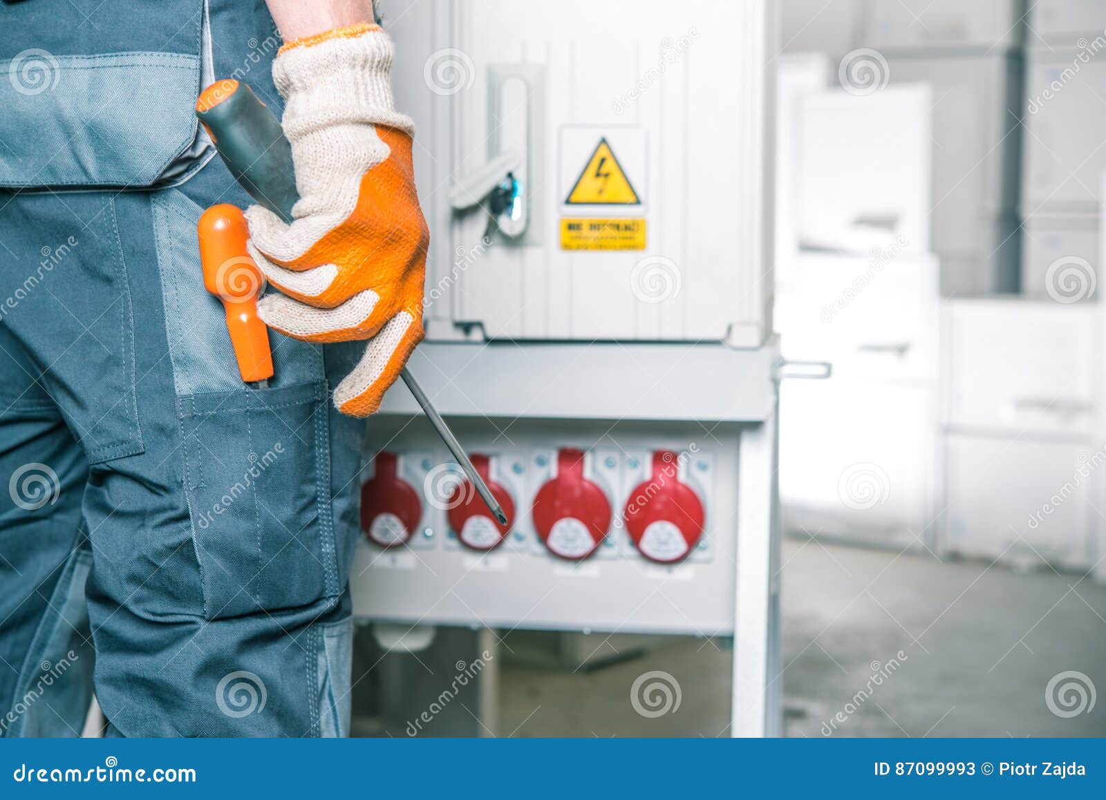 Electrician Worker at Work stock image. Image of work - 87099993