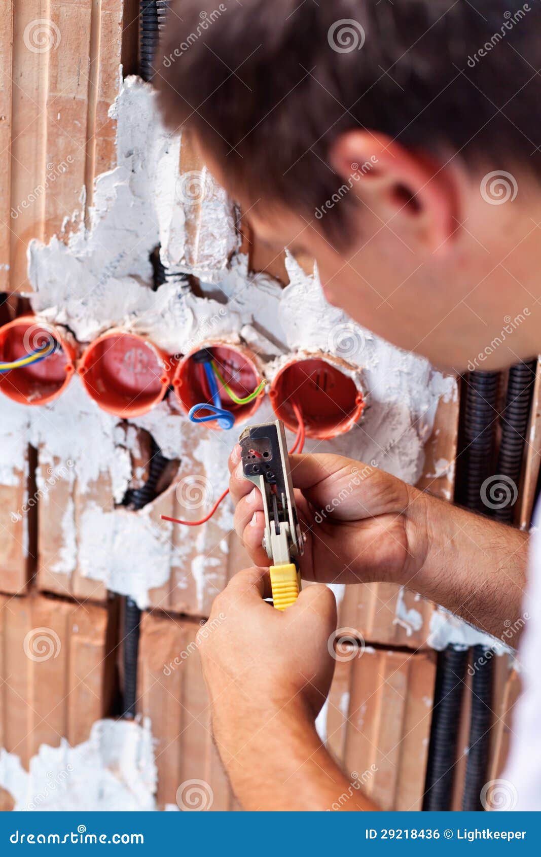 Electrician working stock photo. Image of building, peeling - 29218436